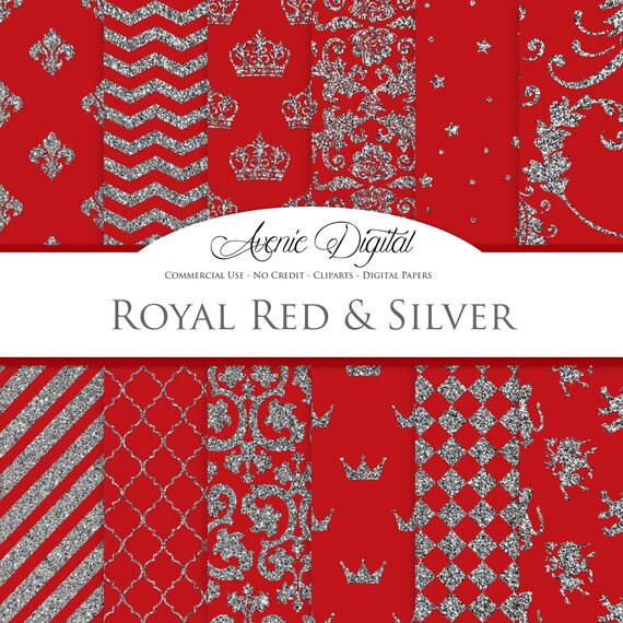 Royal Red and Silver Digital Paper. Scrapbook Backgrounds Prom patterns ...