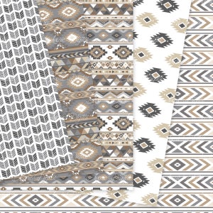 Neutral Aztec Digital Paper. Scrapbook Backgrounds. Aztec Patterns ...