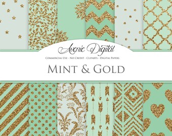 Mint Green and Gold | Etsy