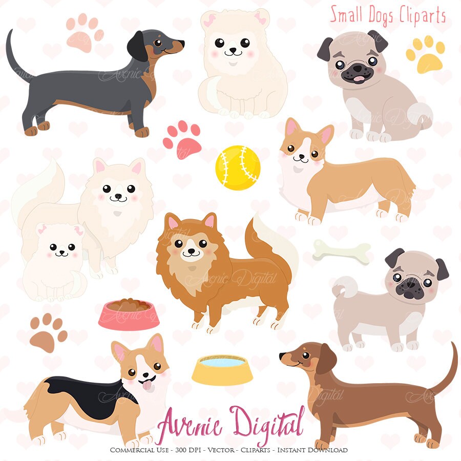 Cute Dog Clipart. Scrapbooking printables Vector .eps and png | Etsy