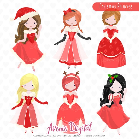 Christmas Princess Clipart. Scrapbook printables Winter holiday girls ...