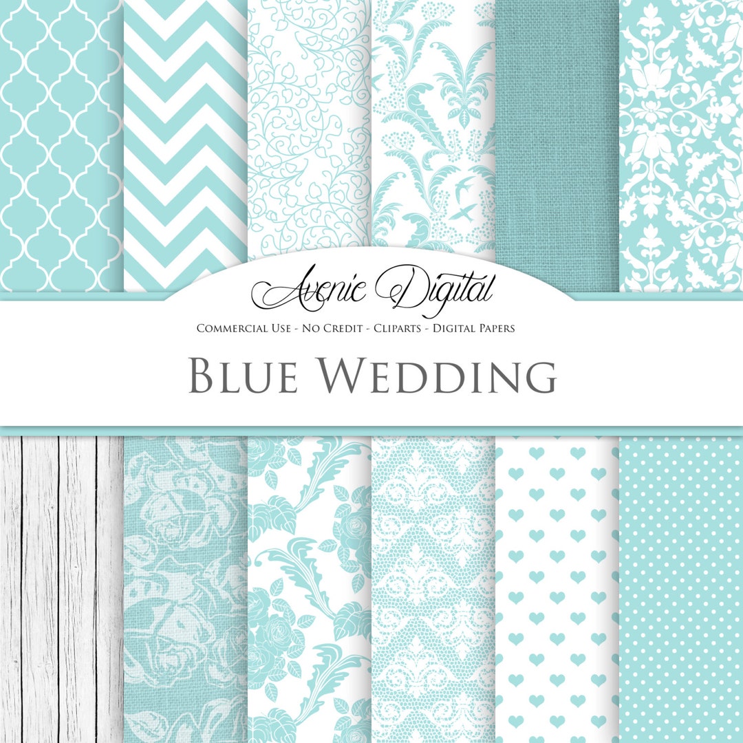 Light Blue Wedding Digital Paper. Scrapbooking Backgrounds, Bridal ...