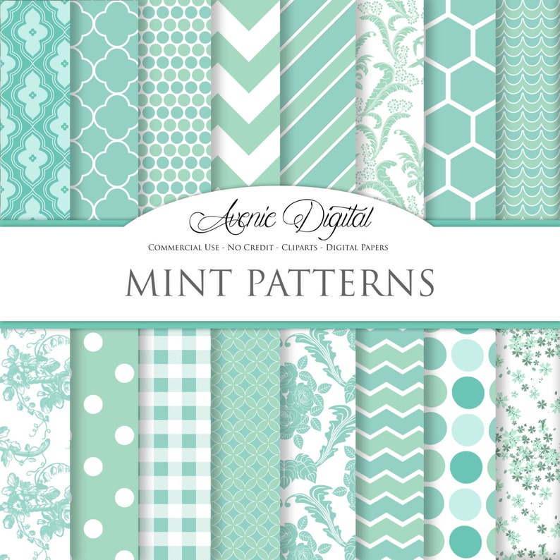 Mint Green Digital Paper. Scrapbook Backgrounds Mint Light | Etsy