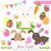 Easter Bunny Clipart Scrapbook Printables, Spring Clip Art Set for ...