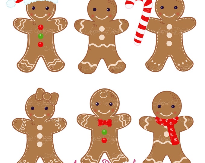 Gingerbread Man Clipart Scrapbook Printables, Holiday Clip Art Set for ...