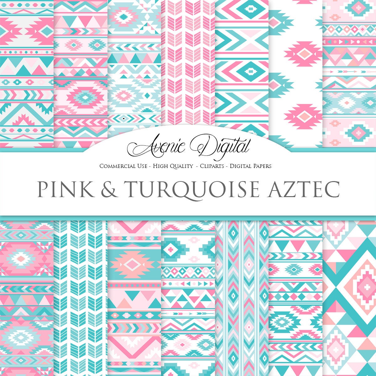 Tribal Background Bundle|Aztec Patterns Digital Scrapbook Paper Digital ...