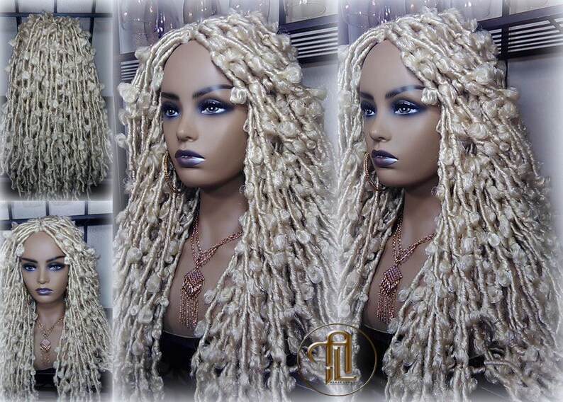 Butterfly Locs Platinum Blonde 613 Braided Wig Large Long - Etsy