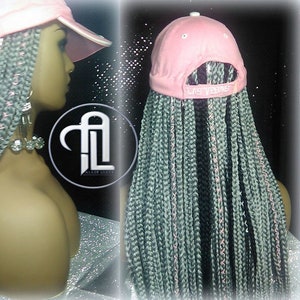 Silver Grey Black Box Braid Hat Wig Gym Hat Baseball Cap Braided Hat ...