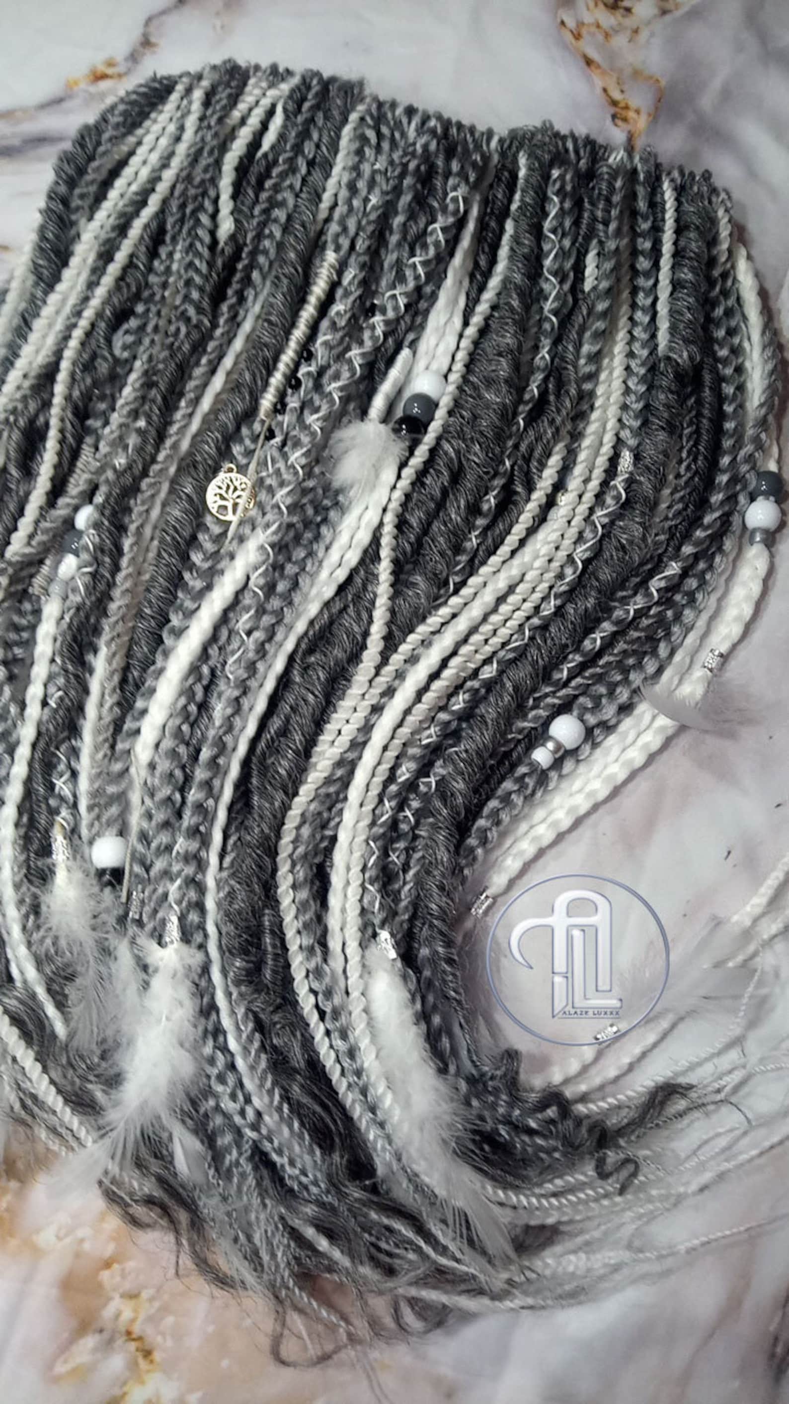 Silver White Grey Single Ended SE Locs Braids Plaits Hair Extension ...