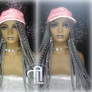 Silver Grey Black Box Braid Hat Wig Gym Hat Baseball Cap Braided Hat ...