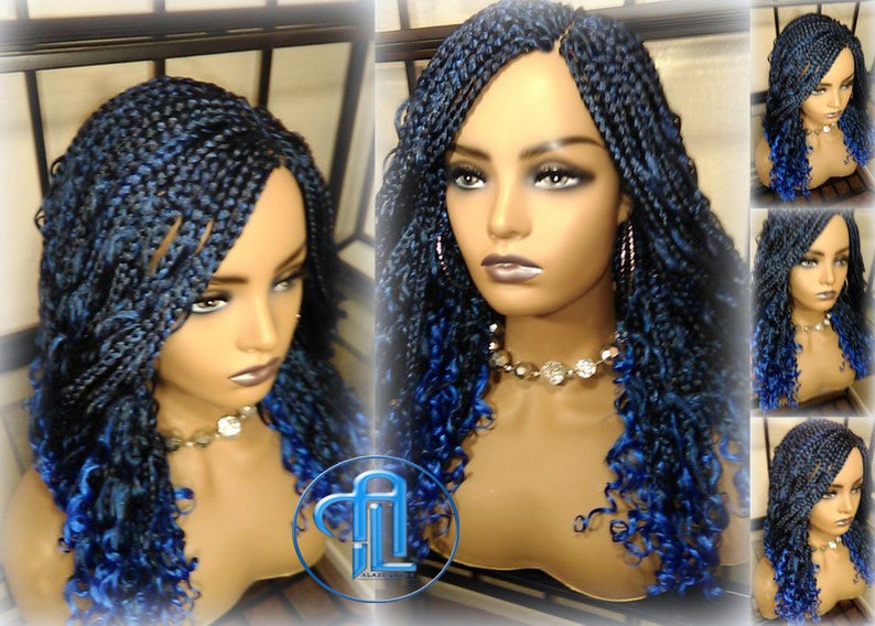 Blue Ombre Goddess Box Braids Mermaid Curly Long Distressed Bohemian ...