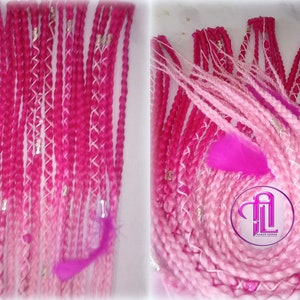 Pink Ombre Clip in Braid Long 24 in Boho Extensions Pink Ombre Blonde ...