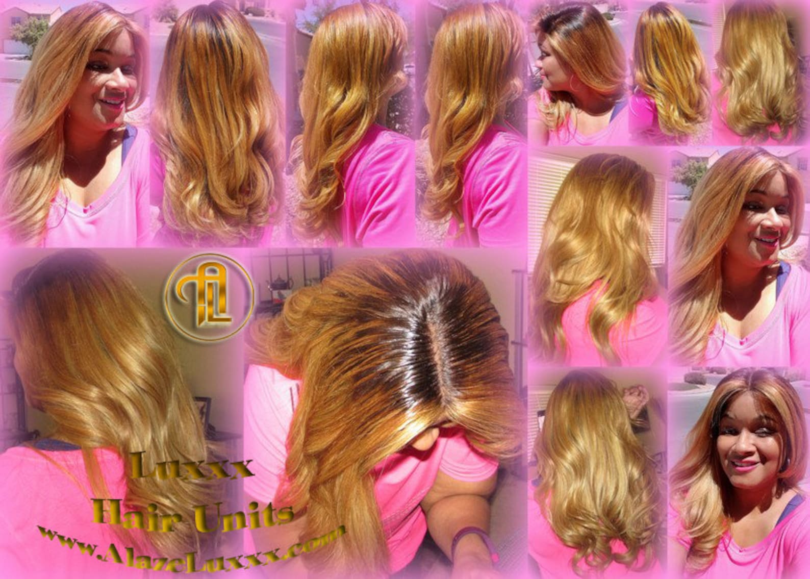 Dark Roots Honey Blonde 16 In' Straight Long Auburn 27/613 Ombre Custom ...