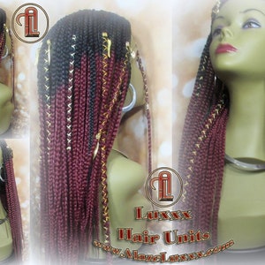 Red Ombre Lemonade Fulani Cornrow Braid Wig French Braids Feed in ...