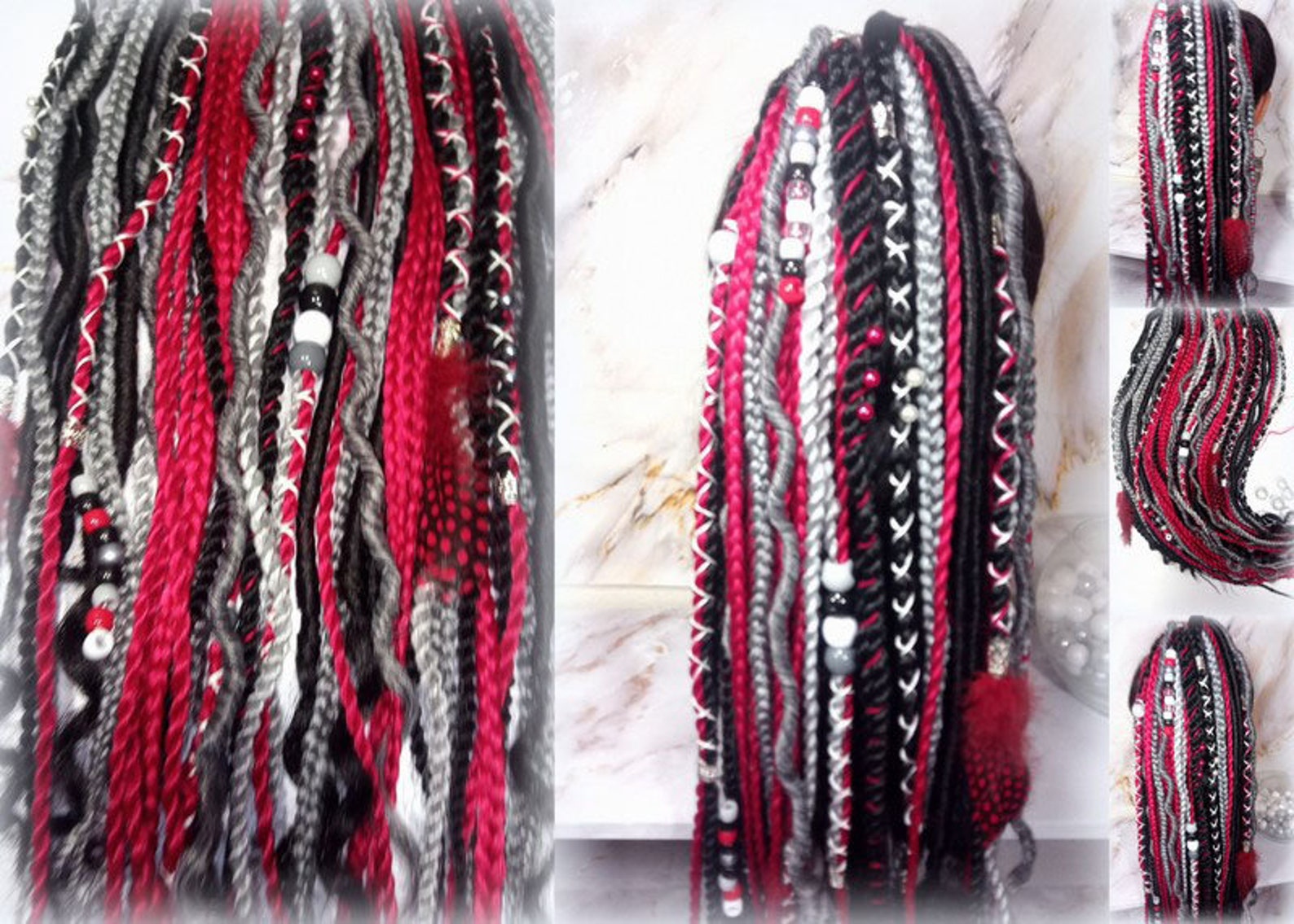 Ponytail Hair Fall Viking Extensions Black Red Elements Accents ...
