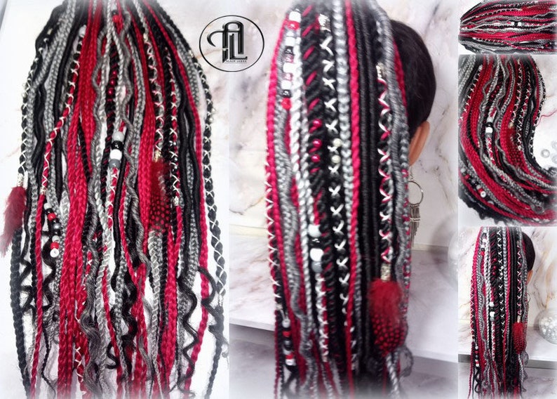 Ponytail Hair Fall Viking Extensions Black Red Elements Accents ...