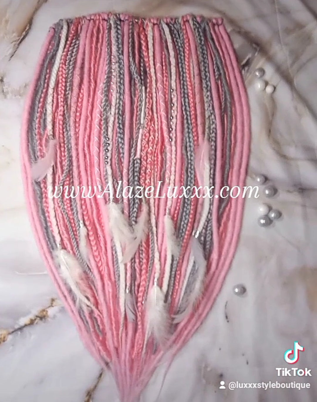 Pink Gray White Straight Single Ended SE Set Kit Soft Crochet Boho ...