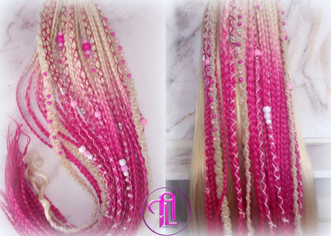 Ponytail Hair Fall Extensions Blonde Pink Ombre Elements Accents ...