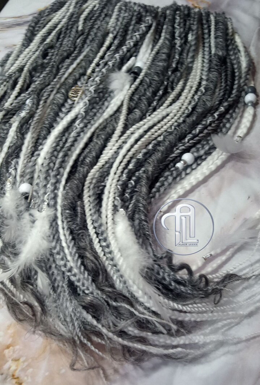 Silver White Grey Single Ended SE Locs Braids Plaits Hair Extension ...