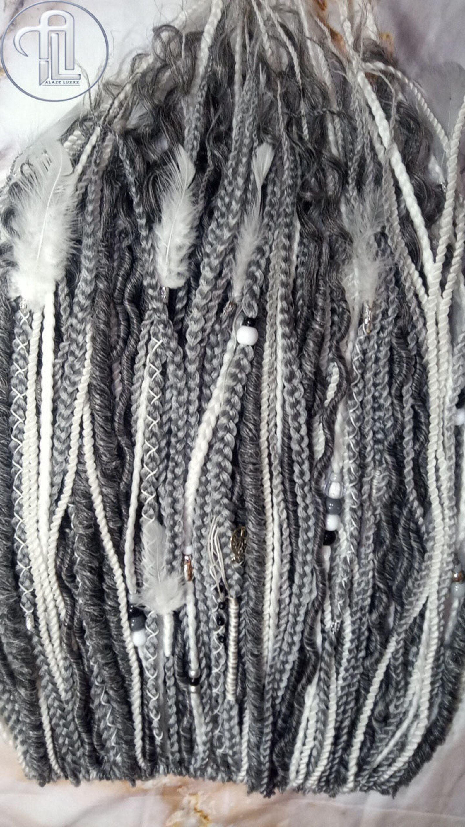 Silver White Grey Single Ended SE Locs Braids Plaits Hair Extension ...