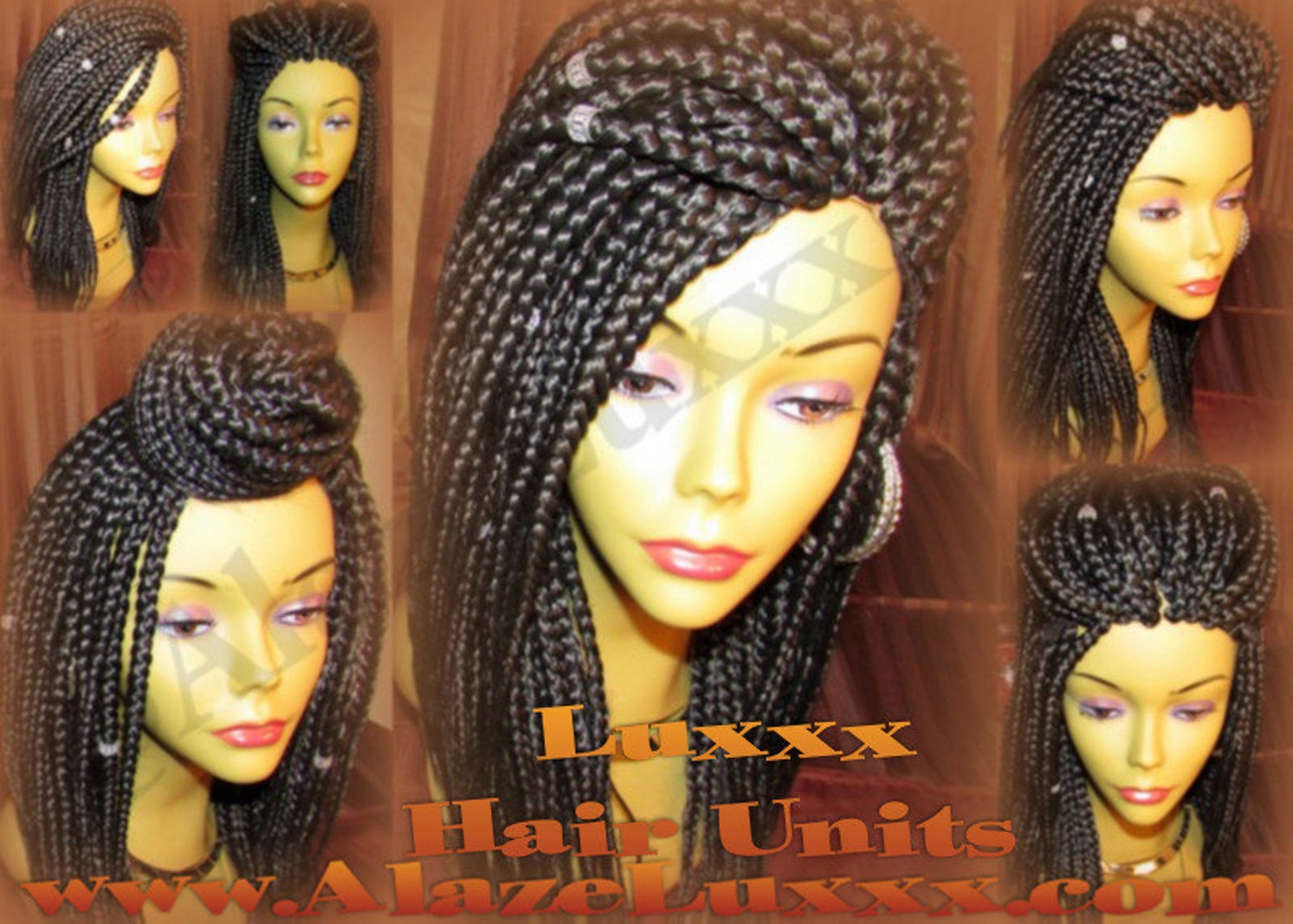 Box Braid Wig Unit 14 NEW Natural Look! Handmade Large Medium! Glueless ...