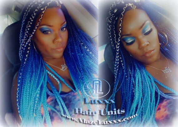 Box Braids With Blue Color