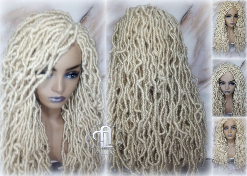 Nu Locs Distressed Soft Locs Platinum Blonde Braided Wig Gypsy Bohemian ...