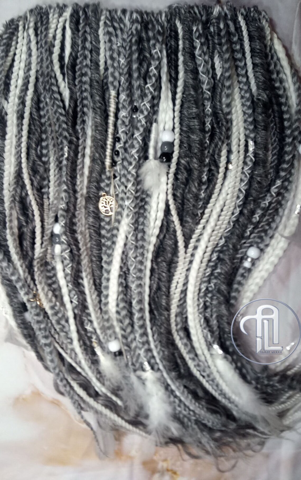 Silver White Grey Single Ended SE Locs Braids Plaits Hair Extension ...