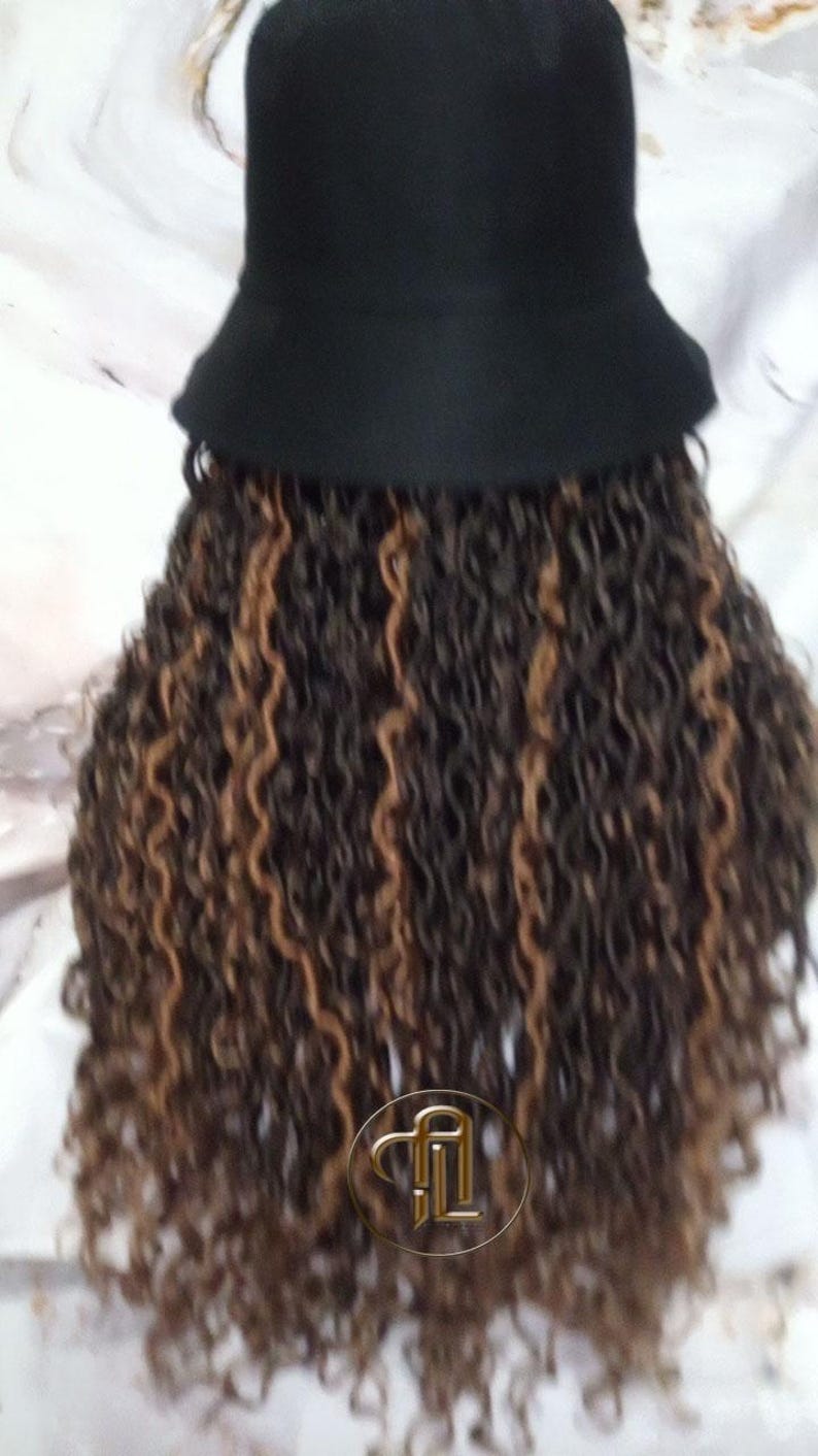 Bucket Hat Boho Goddess Locs Ombre Brown Blonde Loc Wig Hat Faux Locs ...