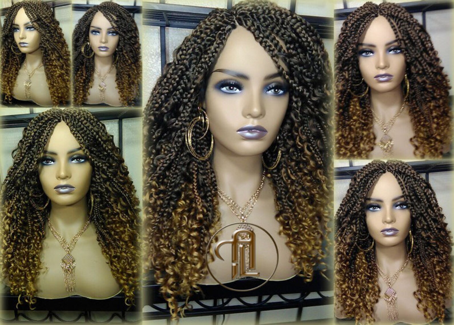 Box Braid Boho Short Curly Wig 14in Brown Auburn 30 27 Honey - Etsy