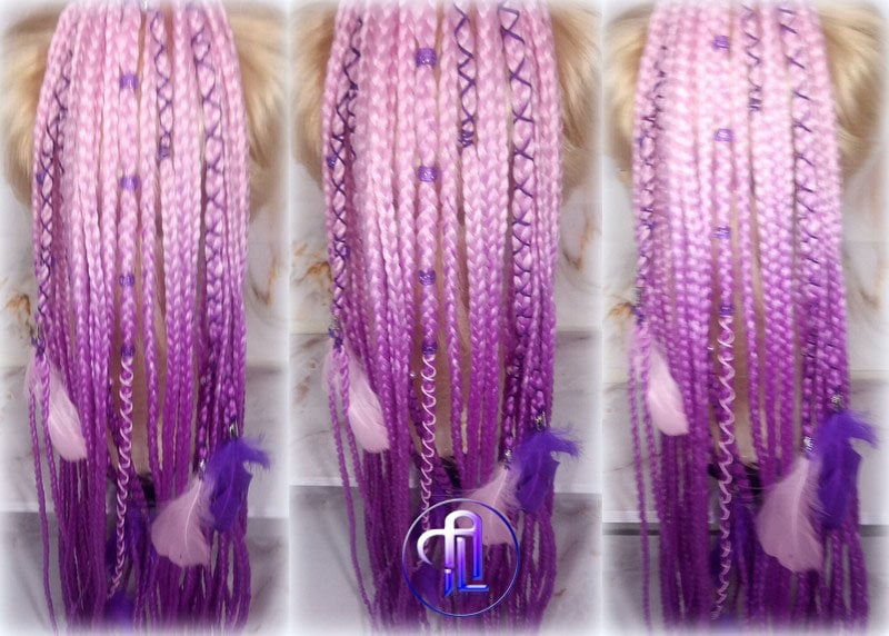 Ponytail Hair Fall Extensions Pink Ombre Purple Elements Accents ...