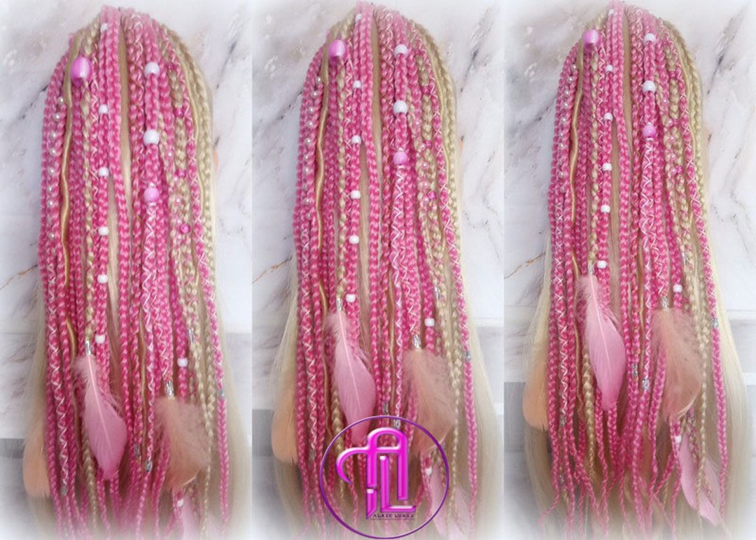 Ponytail Hair Fall Extensions Blonde Pink Ombre Elements Accents ...