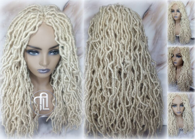 Nu Locs Distressed Soft Locs Platinum Blonde Braided Wig Gypsy Bohemian ...