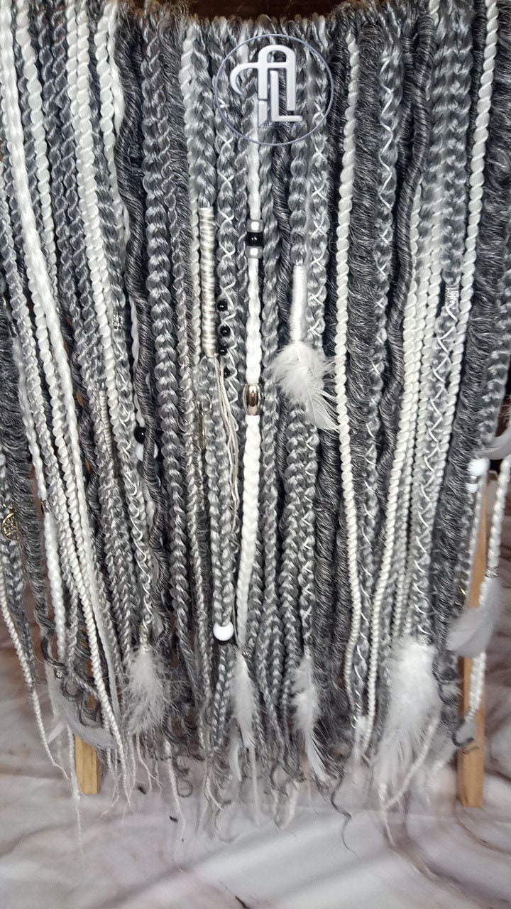 Silver White Grey Single Ended SE Locs Braids Plaits Hair Extension ...
