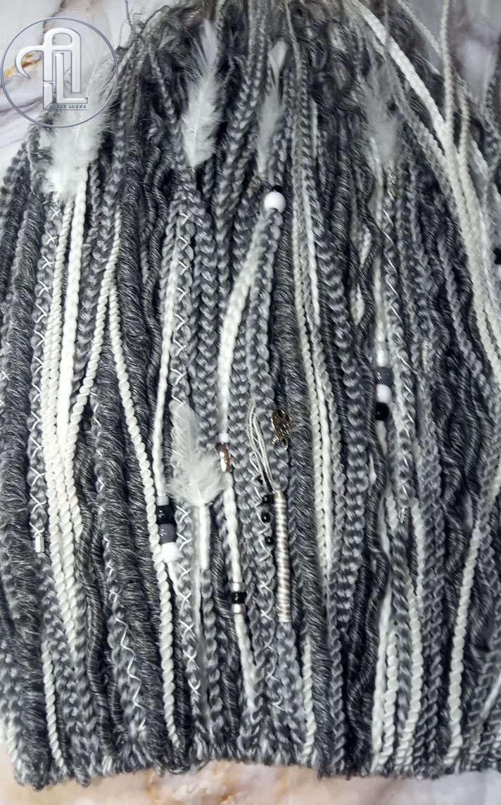Silver White Grey Single Ended SE Locs Braids Plaits Hair Extension ...