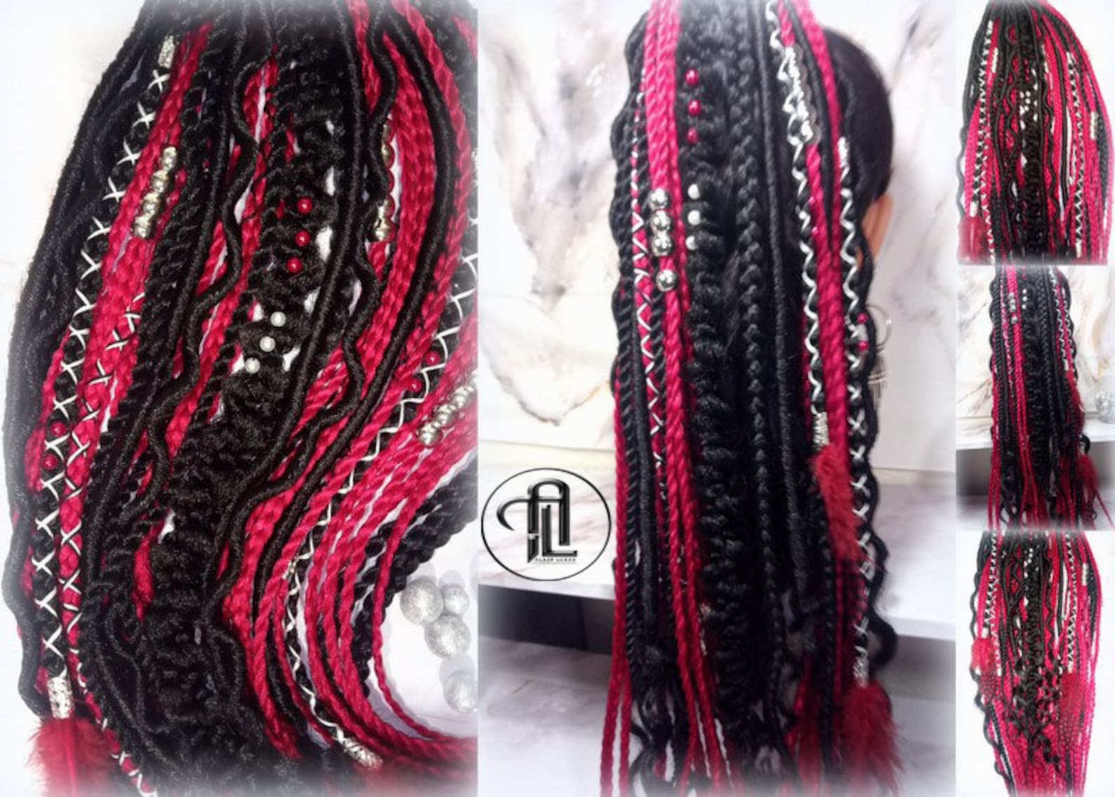 Ponytail Hair Fall Viking Extensions Black Red Elements - Etsy