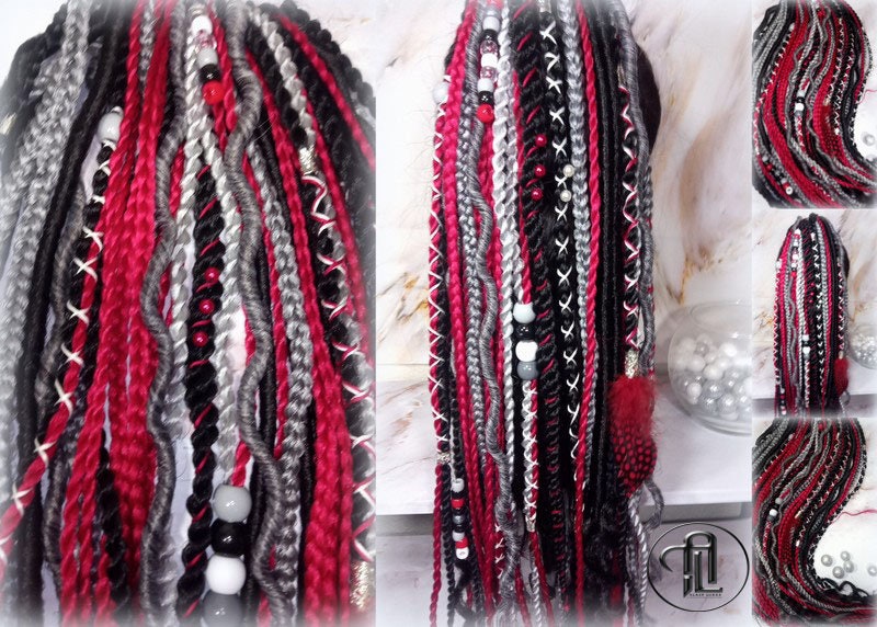 Ponytail Hair Fall Viking Extensions Black Red Elements Accents ...