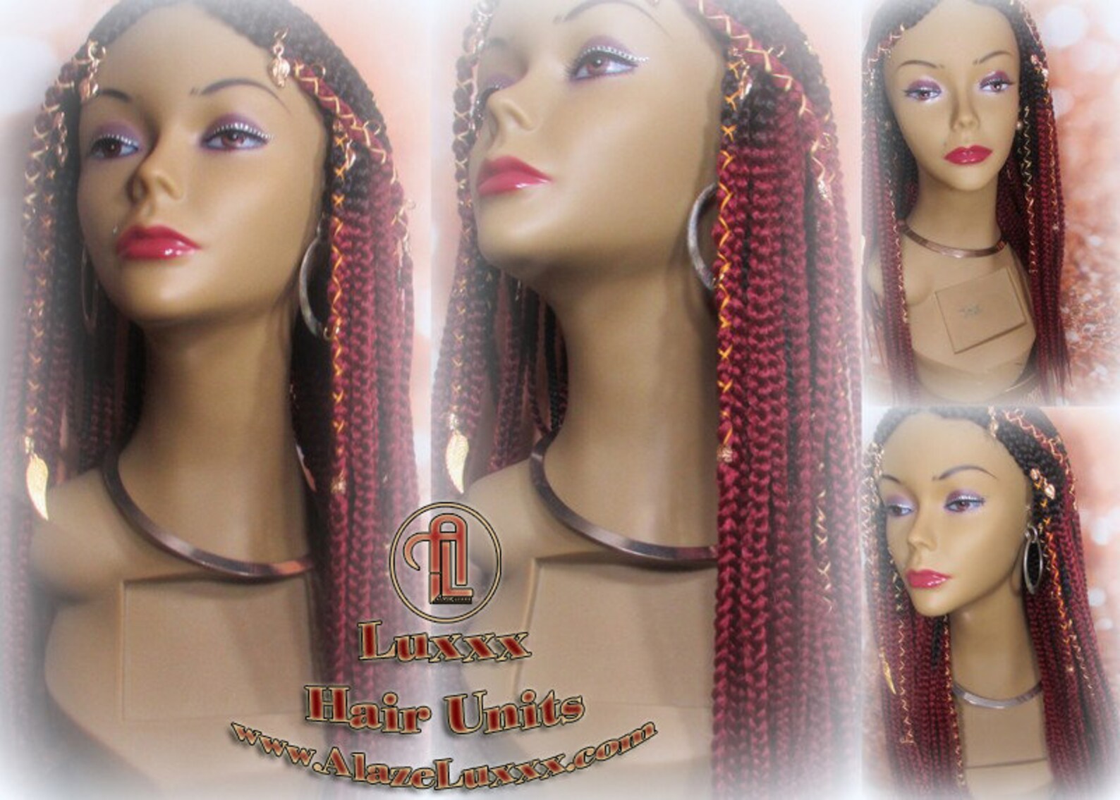 Red Ombre Lemonade Fulani Cornrow Braid Wig French Braids Feed - Etsy