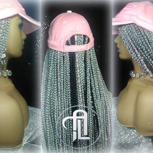 Silver Grey Black Box Braid Hat Wig Gym Hat Baseball Cap Braided Hat ...