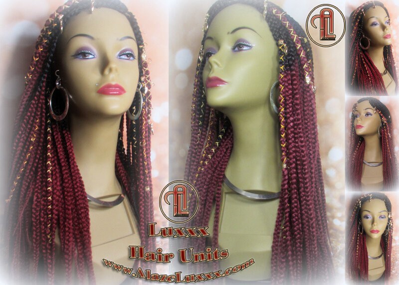 Red Ombre Lemonade Fulani Cornrow Braid Wig French Braids Feed - Etsy