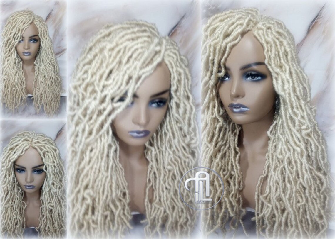 Nu Locs Distressed Soft Locs Platinum Blonde Braided Wig Gypsy Bohemian ...