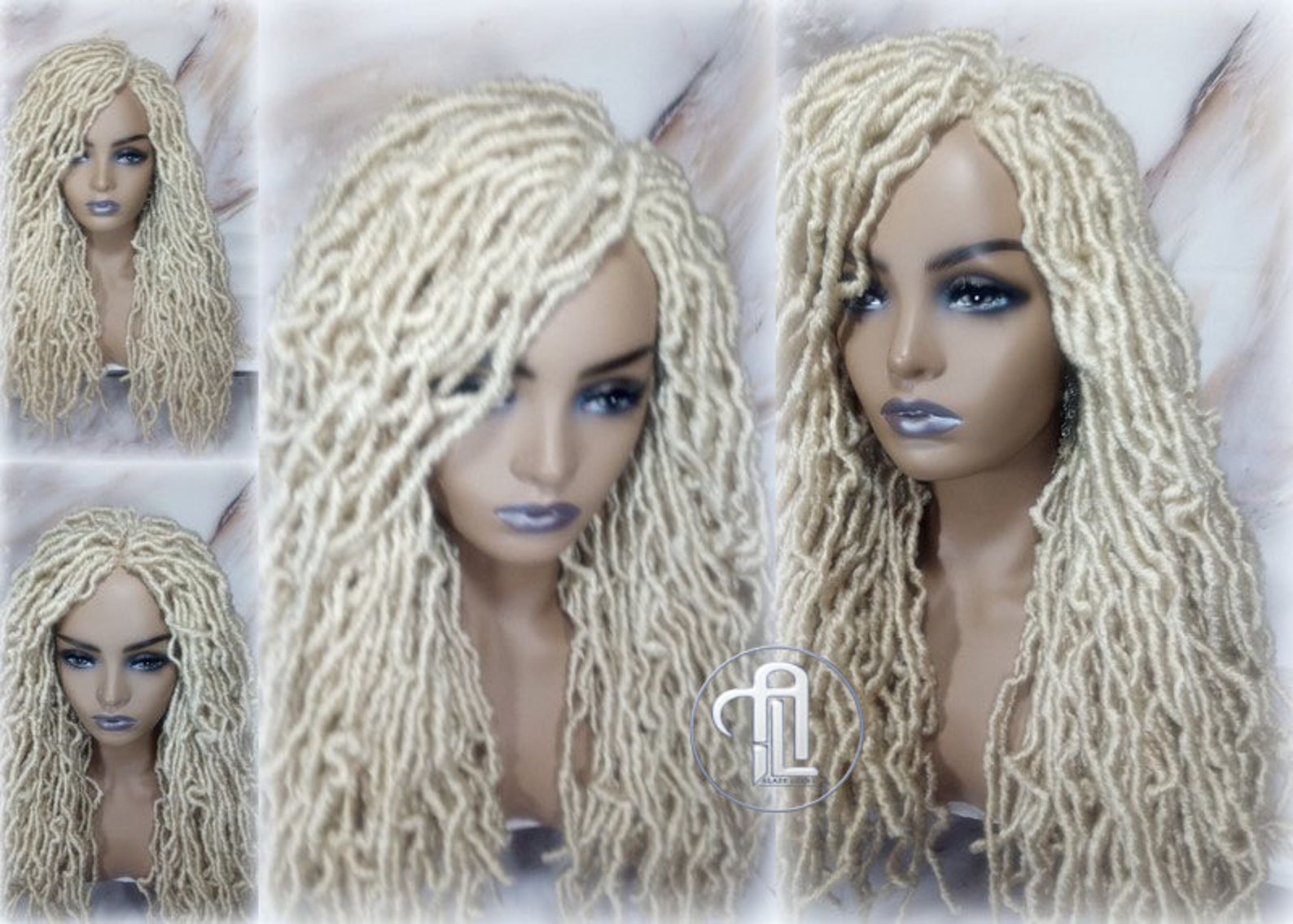 Nu Locs Distressed Soft Locs Platinum Blonde Braided Wig Gypsy Bohemian ...