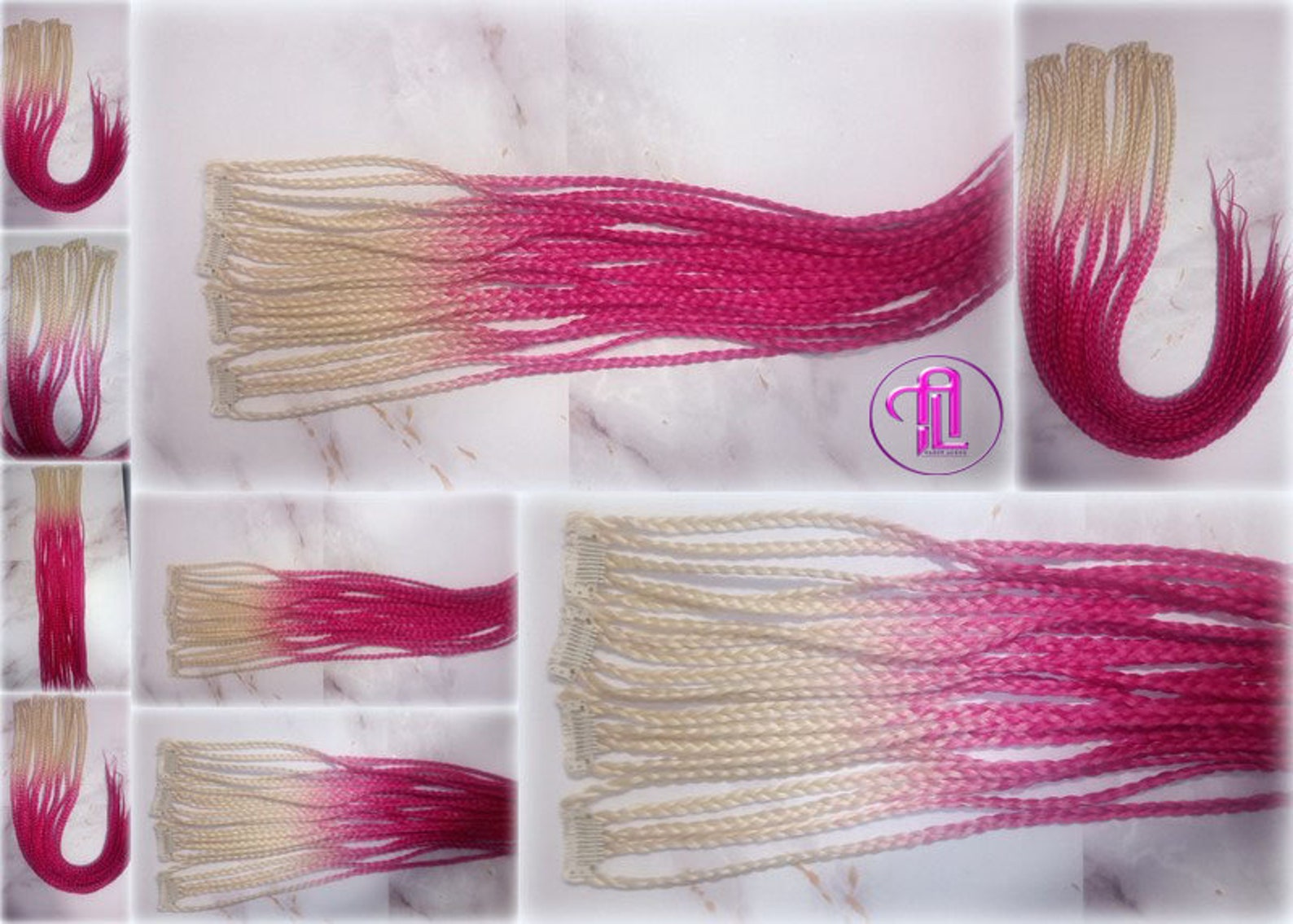 Blonde Pink Ombre Clip in Braid Long 24 in Boho Extensions - Etsy