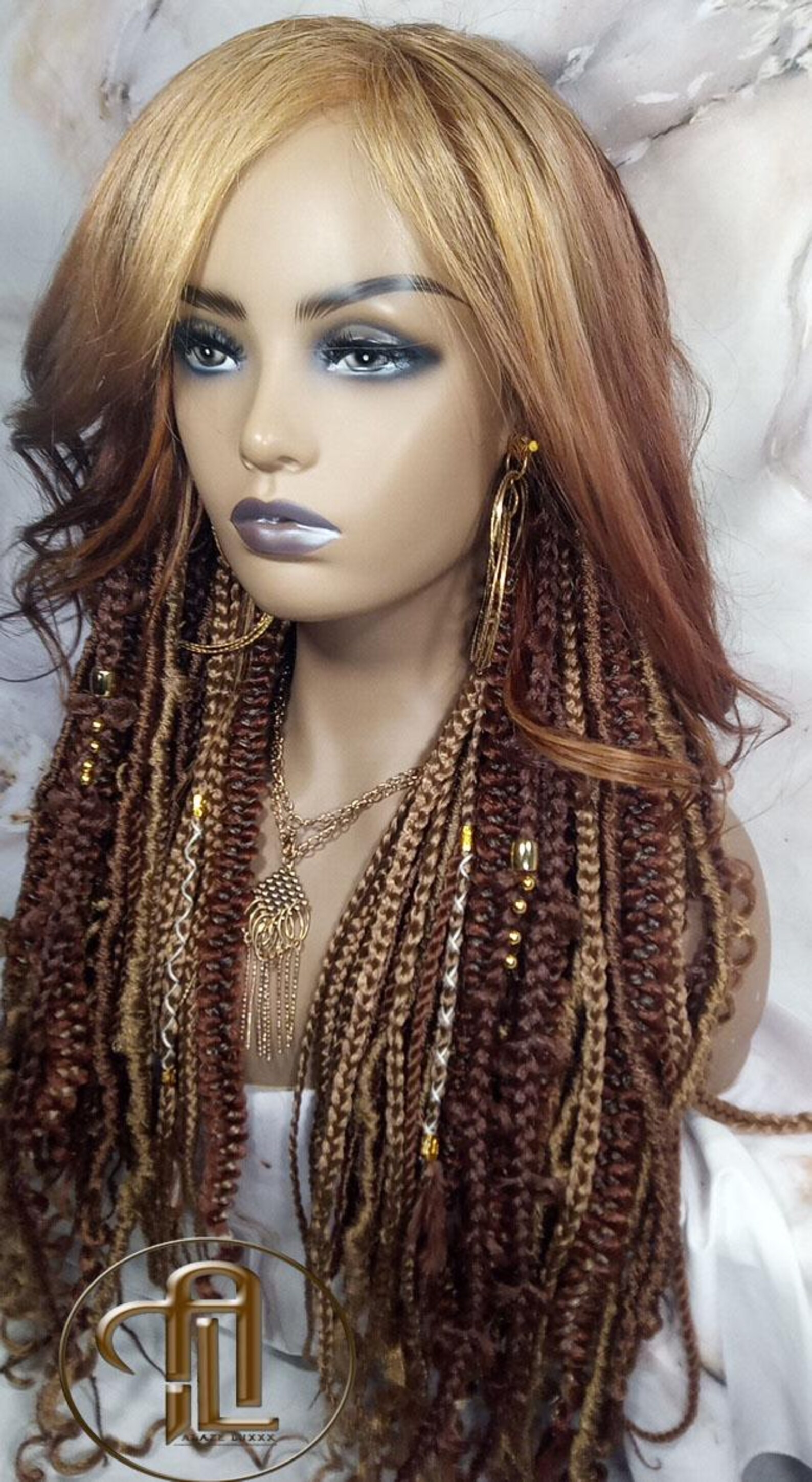 Human Hair Lace Frontal Dread Braid Twist Boho Synthetic Side Part ...