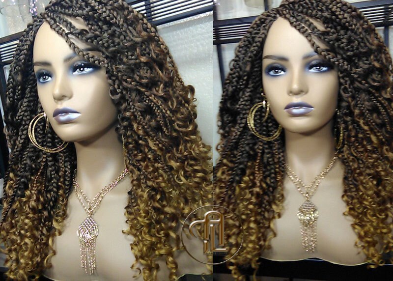 Box Braid Boho Short Curly Wig 14in Brown Auburn 30 27 Honey - Etsy