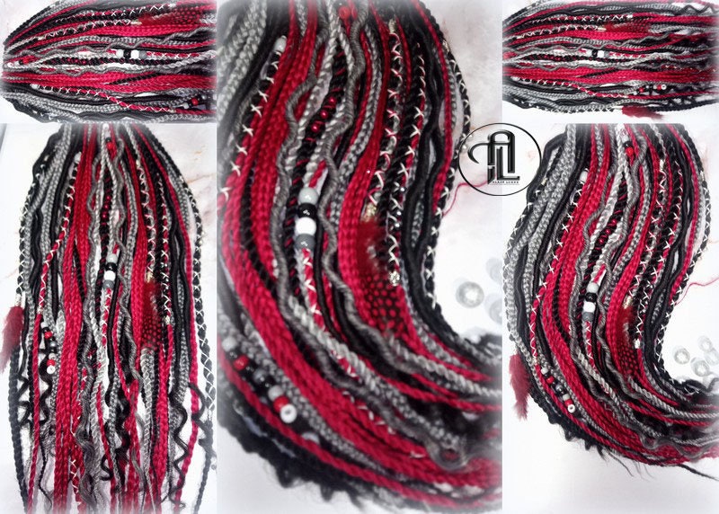 Ponytail Hair Fall Viking Extensions Black Red Elements Accents ...