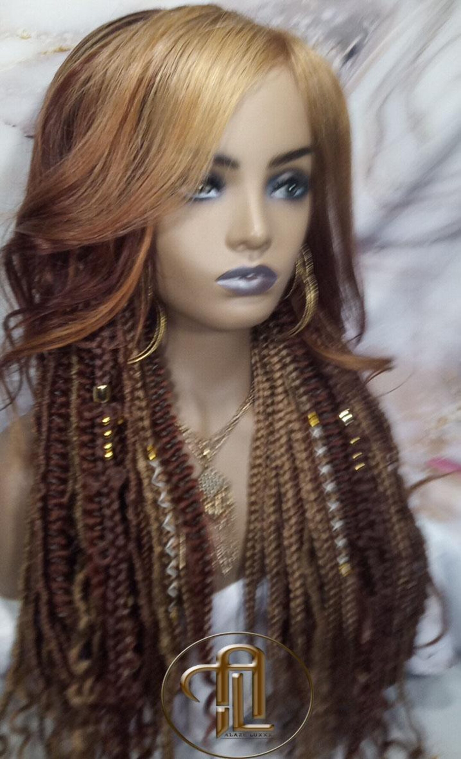 Human Hair Lace Frontal Dread Braid Twist Boho Synthetic Side Part ...