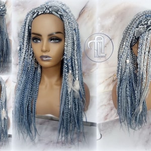 Viking Headband Wig Silver Blue Goddess Faux Dread Locs Gypsy Boho ...