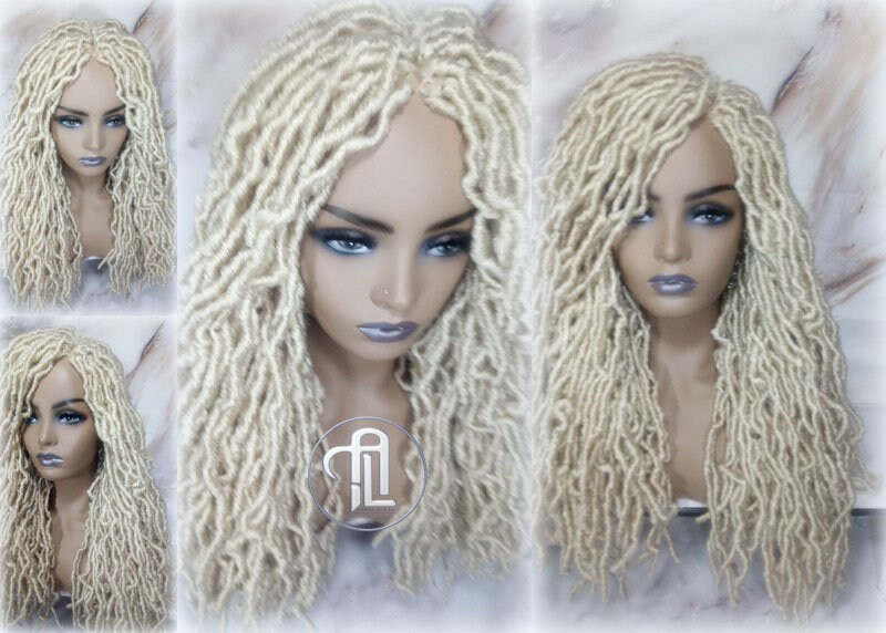 Nu Locs Distressed Soft Locs Platinum Blonde Braided Wig Gypsy Bohemian ...