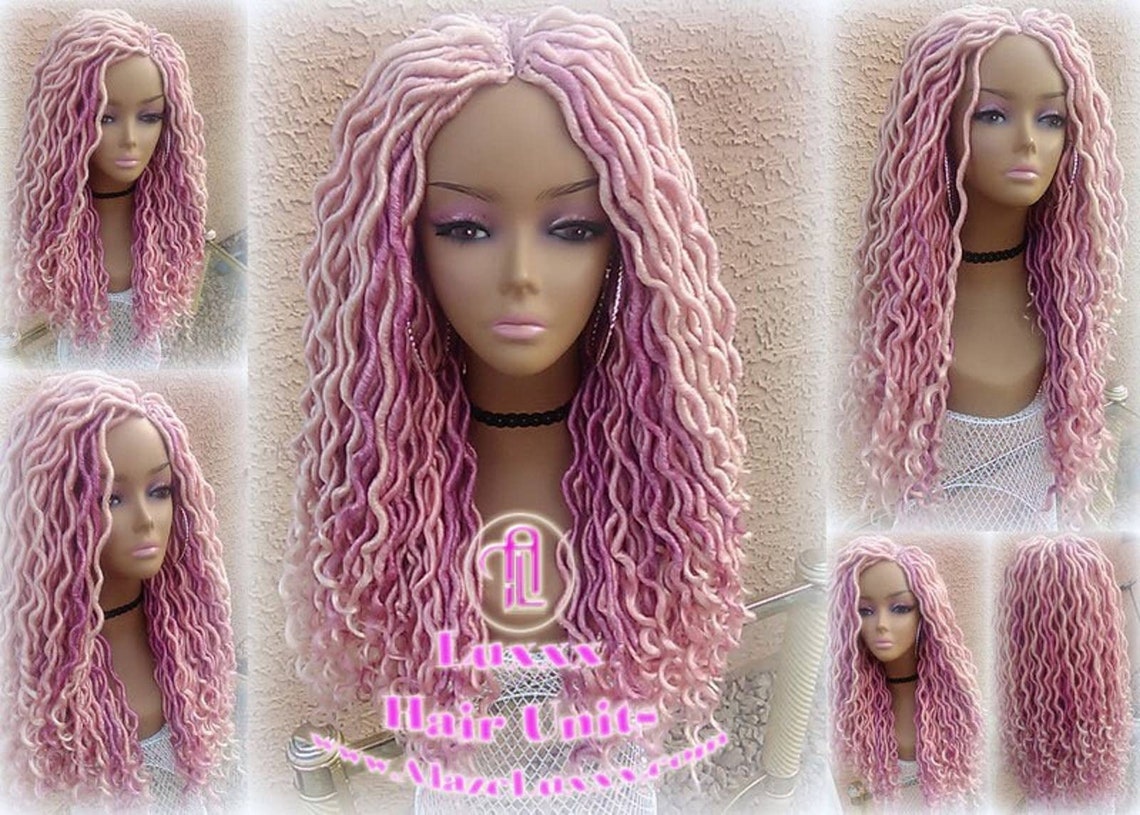 Pink Dreadlock Wig Goddess Faux Locs Braided Hair Wavy - Etsy